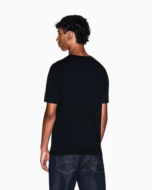 Armani Exchange Cotton Crew Neck T-shirt With Embroidered Logo Essential - Black