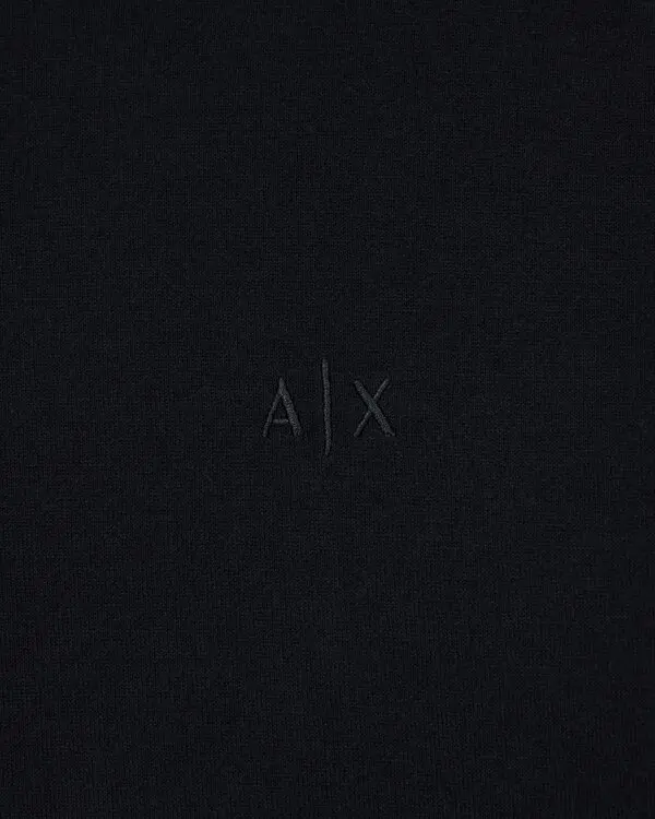 Armani Exchange Cotton Crew Neck T-shirt With Embroidered Logo Essential - Black