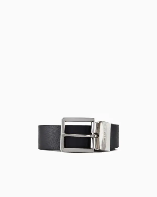 Armani Exchange Leather Belt With Rectangular Buckle