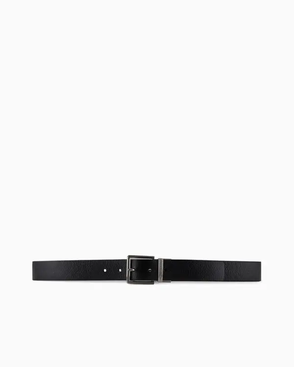 Armani Exchange Leather Belt With Rectangular Buckle