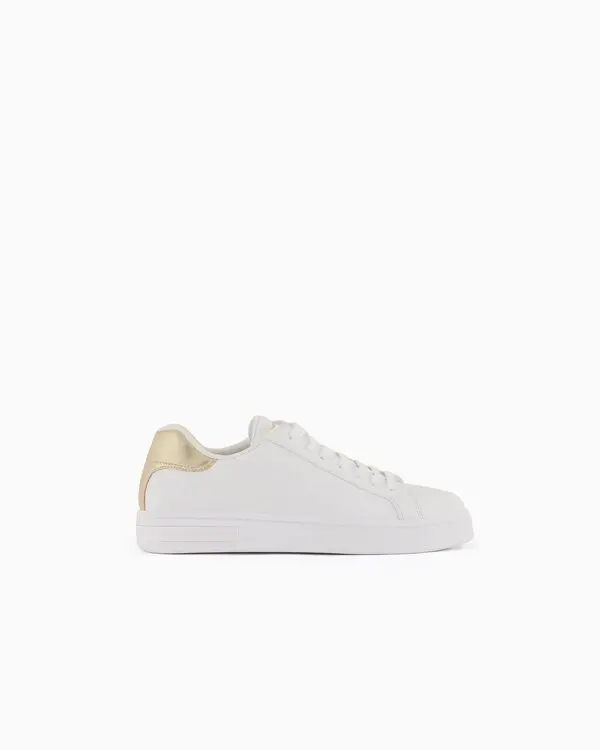 Armani Exchange Embossed Low-top Sneakers With Contrast Heel - White