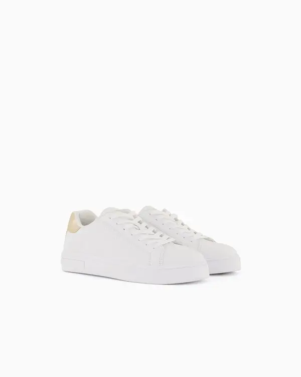 Armani Exchange Embossed Low-top Sneakers With Contrast Heel - White