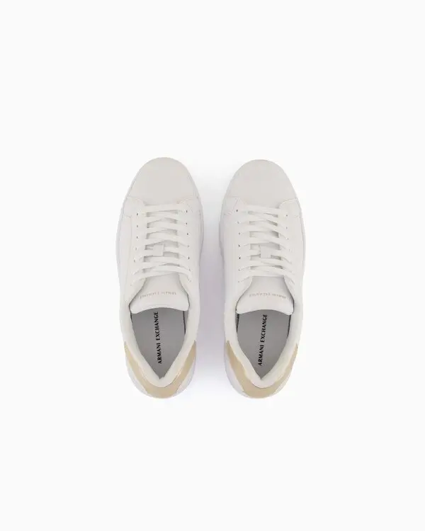 Armani Exchange Embossed Low-top Sneakers With Contrast Heel - White