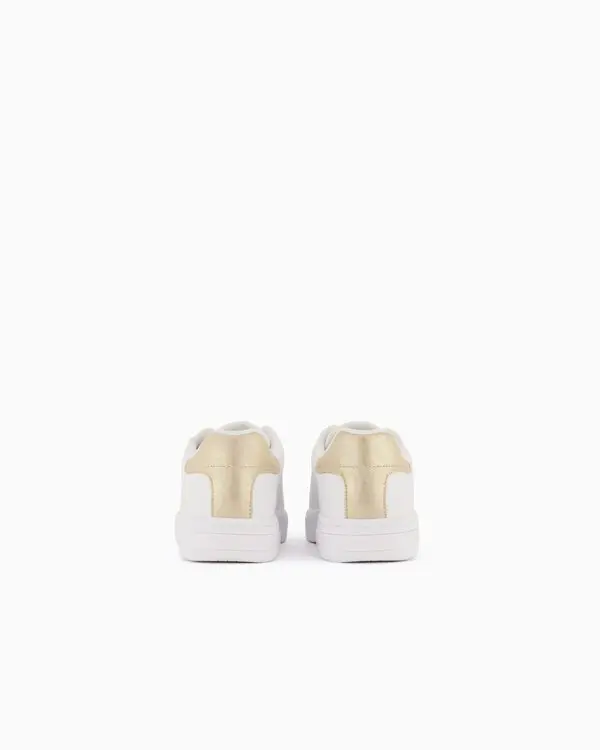 Armani Exchange Embossed Low-top Sneakers With Contrast Heel - White