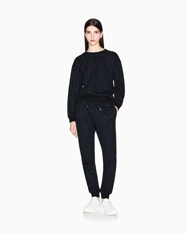 Armani Exchange Allover Logo Sweatpants - Black