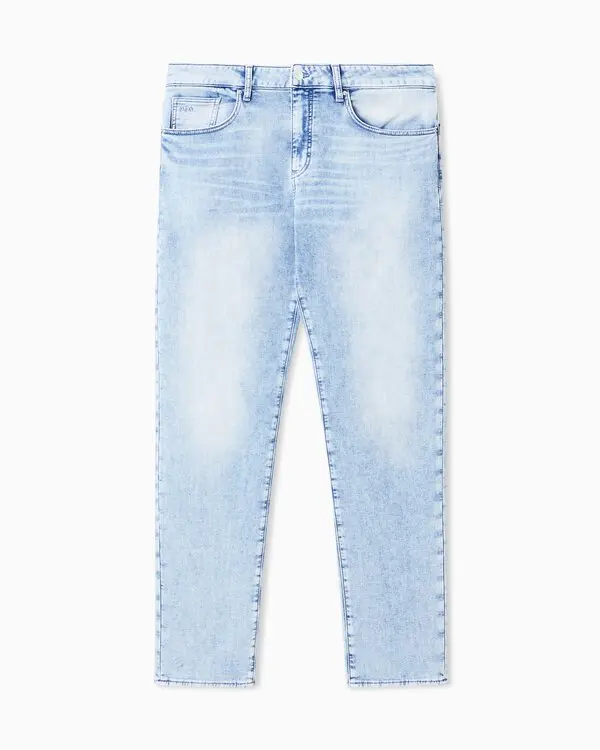 Armani Exchange Comfort Slim-fit Jeans In Faded Fleece Denim - Blue