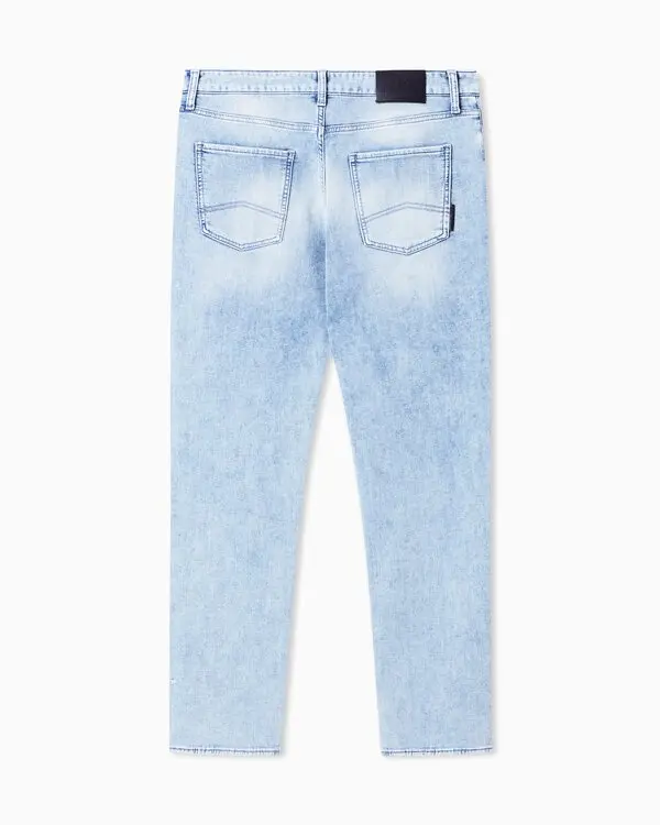 Armani Exchange Comfort Slim-fit Jeans In Faded Fleece Denim - Blue