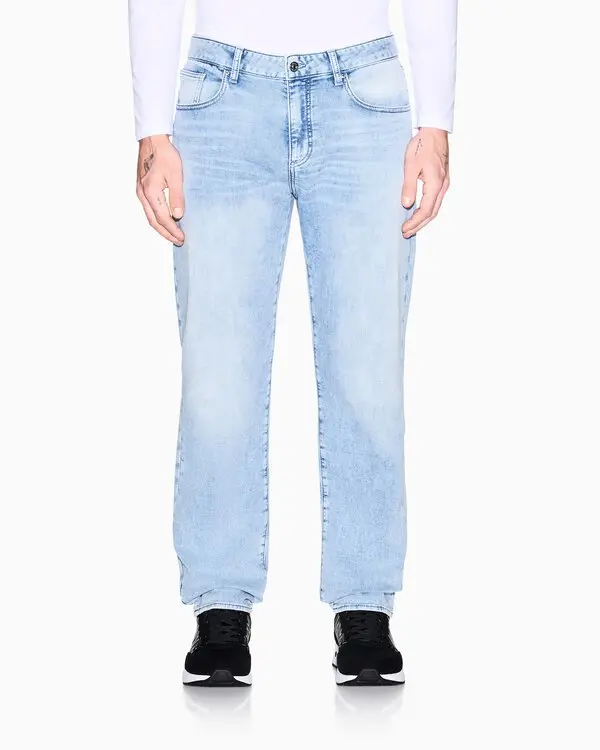 Armani Exchange Comfort Slim-fit Jeans In Faded Fleece Denim - Blue
