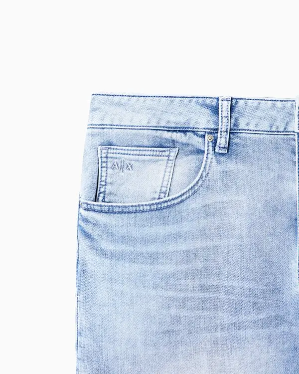Armani Exchange Comfort Slim-fit Jeans In Faded Fleece Denim - Blue