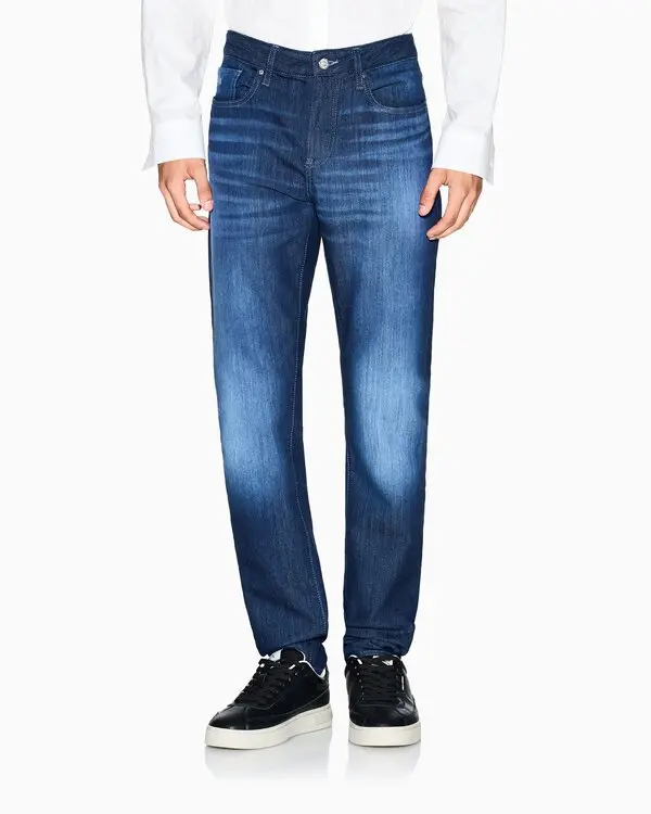 Armani Exchange Slim Fit Washed Fleece Denim Jeans