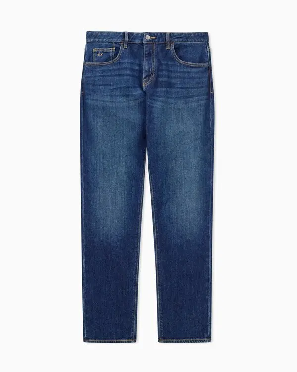 Armani Exchange Slim-fit Cotton Denim Jeans With Fading - Blue
