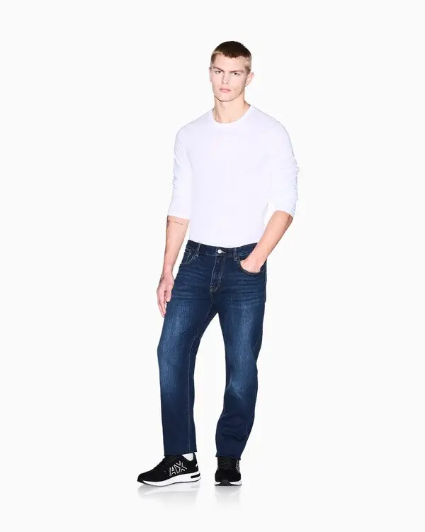 Armani Exchange Slim-fit Cotton Denim Jeans With Fading - Blue