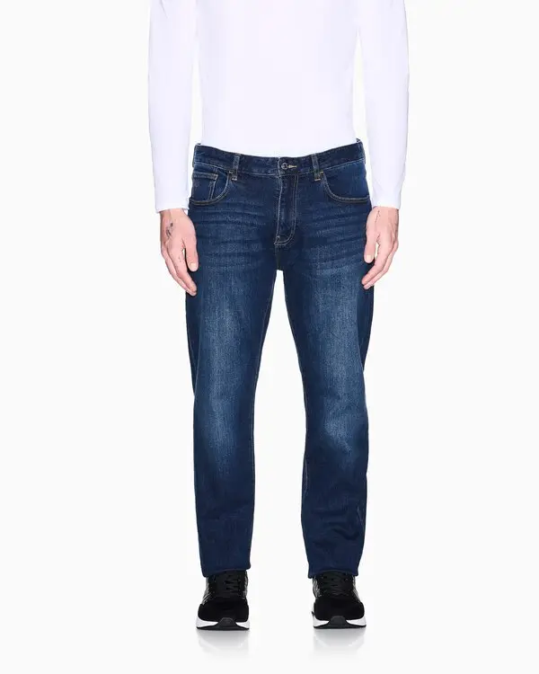 Armani Exchange Slim-fit Cotton Denim Jeans With Fading - Blue