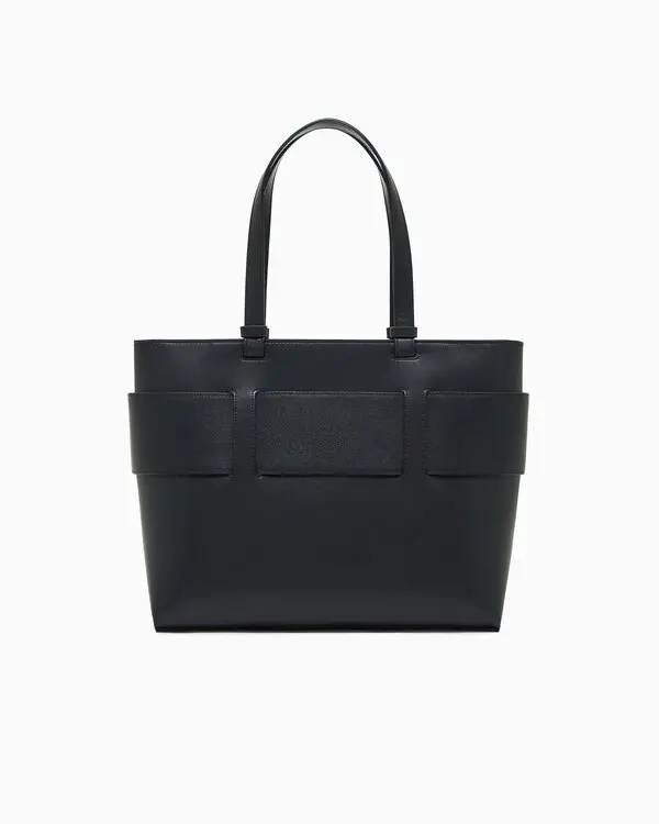 Armani Exchange Structured Tote Bag With Front Logo And Double Handles