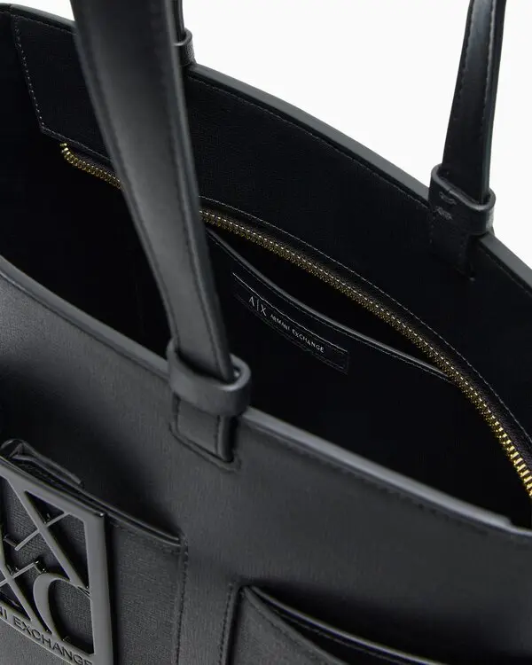 Armani Exchange Structured Tote Bag With Front Logo And Double Handles