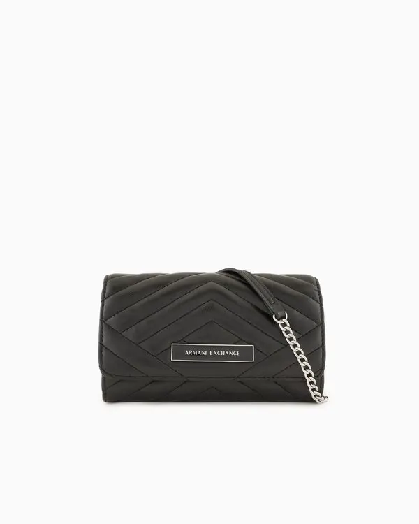 Armani Exchange Wallet With Flap And Quilted Shoulder Strap