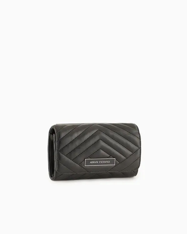 Armani Exchange Wallet With Flap And Quilted Shoulder Strap