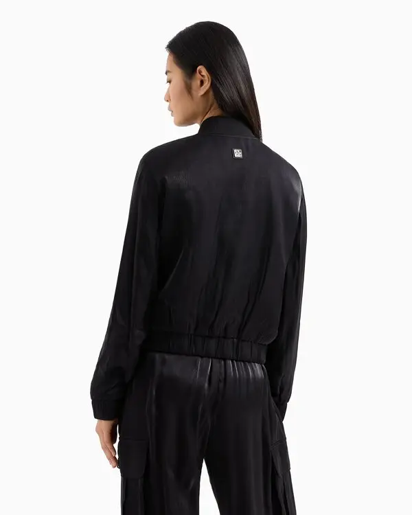Armani Exchange Bomber Jacket In Glitter Satin Fabric