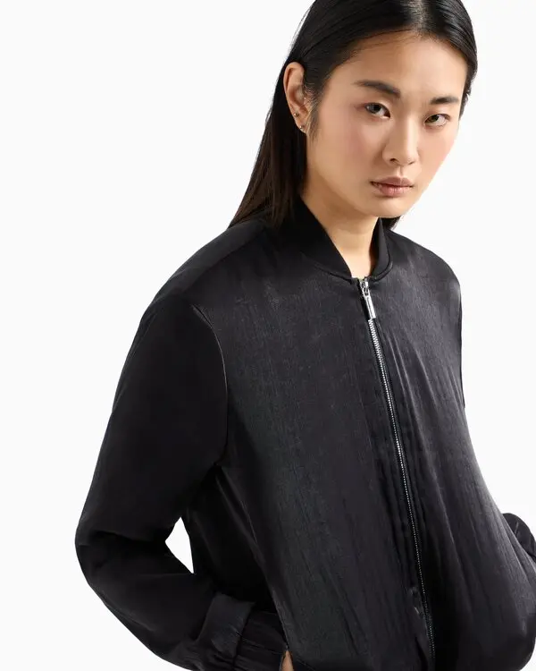 Armani Exchange Bomber Jacket In Glitter Satin Fabric