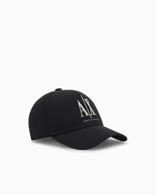 Armani Exchange Cotton Twill Baseball Cap With Embroidered Logo - Black