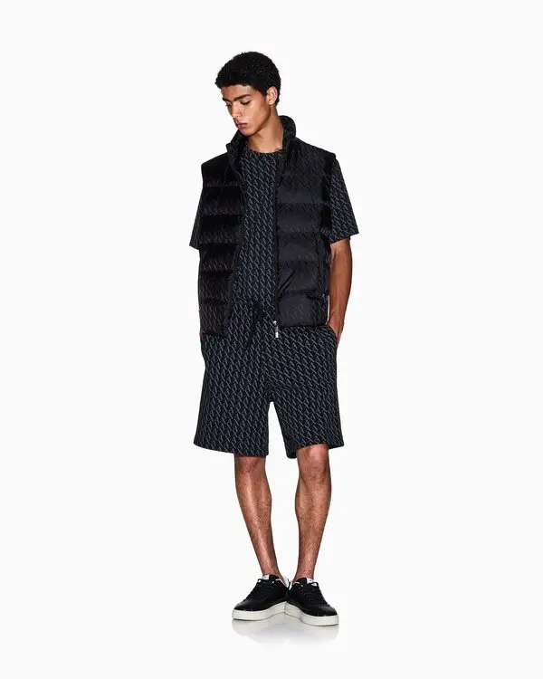 Armani Exchange French Terry Shorts With An All-over Pattern Essential - Black