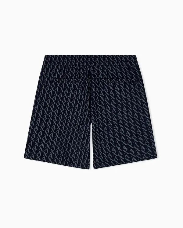Armani Exchange French Terry Shorts With An All-over Pattern Essential - Black