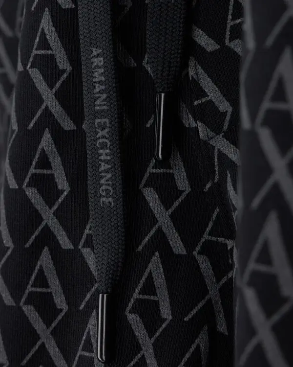 Armani Exchange French Terry Shorts With An All-over Pattern Essential - Black
