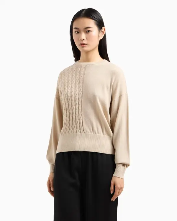 Armani Exchange Wool Blend Sweater With Cables