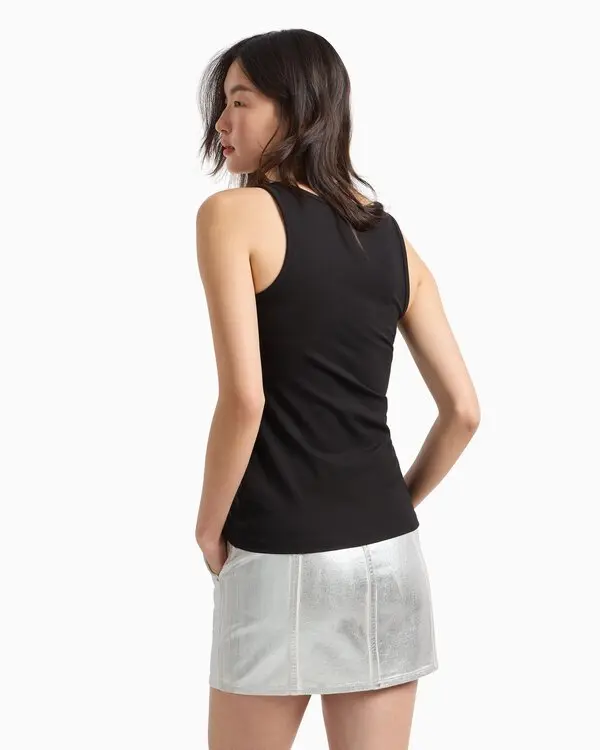 Armani Exchange Stretch Jersey Tank Top With Logo Plaque