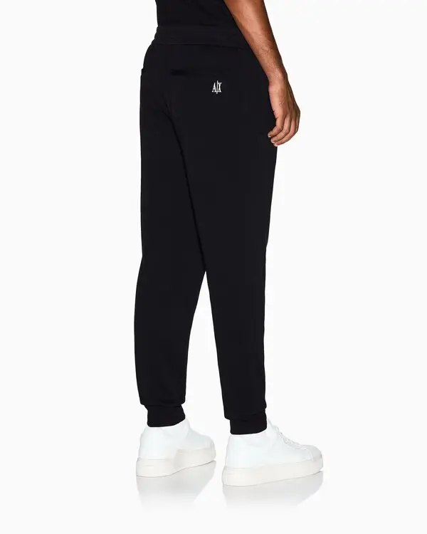 Armani Exchange Bonded Stretch Cotton Joggers With Ribbed Cuffs Icon - Black