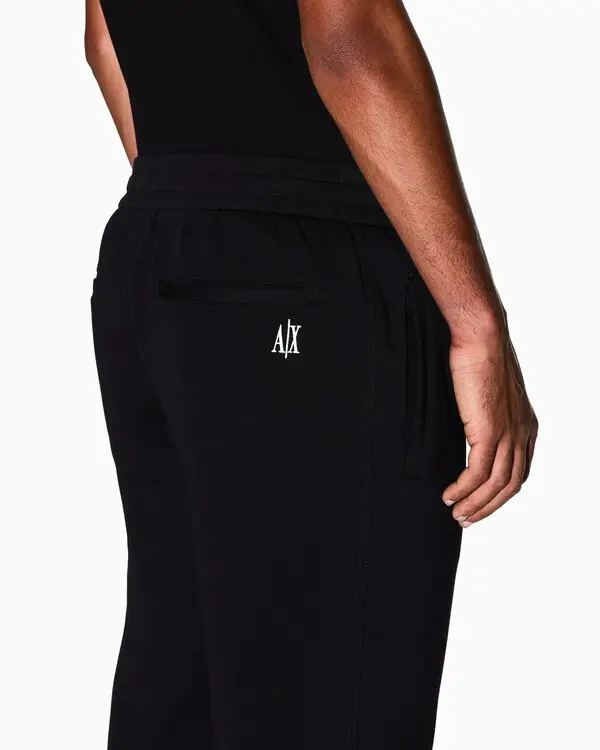 Armani Exchange Bonded Stretch Cotton Joggers With Ribbed Cuffs Icon - Black
