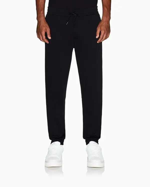 Armani Exchange Bonded Stretch Cotton Joggers With Ribbed Cuffs Icon - Black