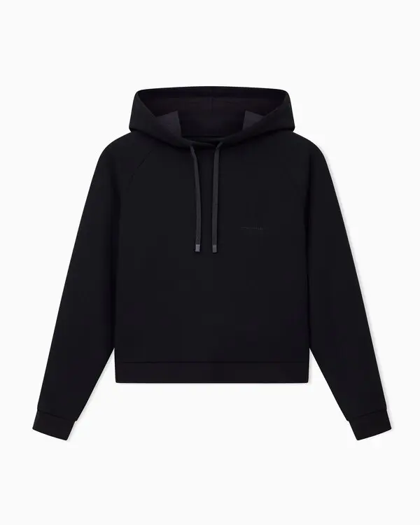 Armani Exchange Hoodie In Stretch Viscose Scuba With Drawstring Icon - Black