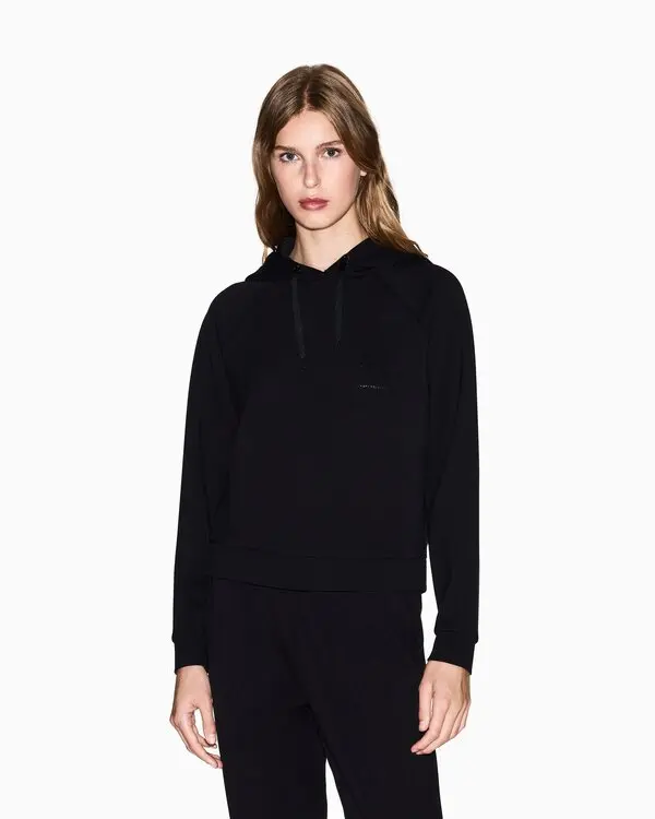 Armani Exchange Hoodie In Stretch Viscose Scuba With Drawstring Icon