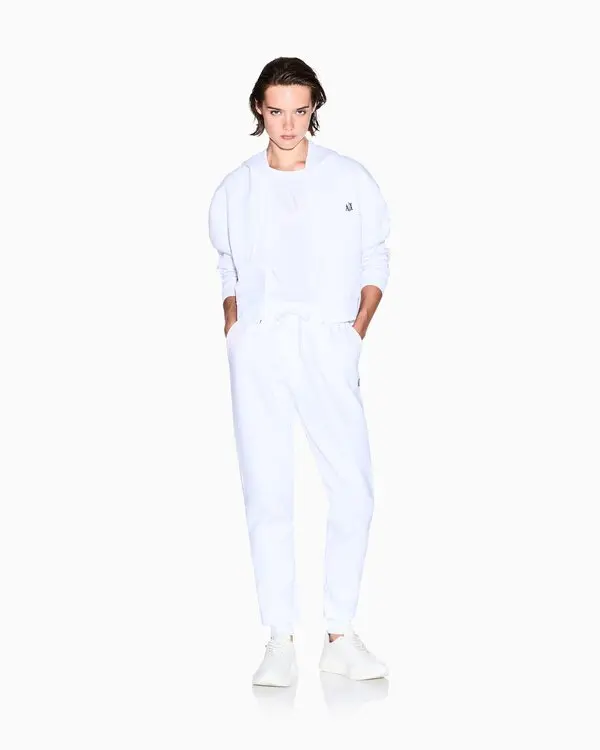 Armani Exchange Full-zip Hoodie With Embroidered Logo - White