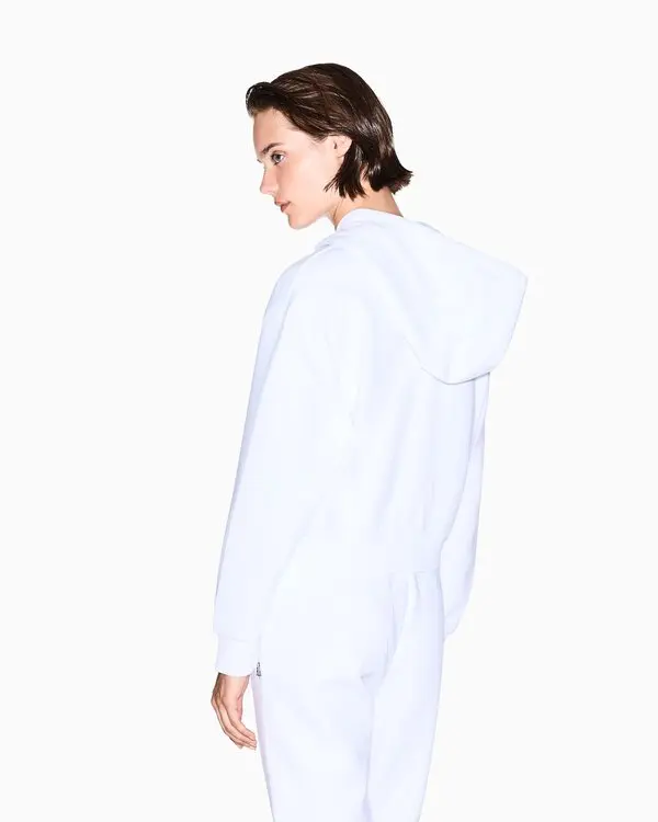 Armani Exchange Full-zip Hoodie With Embroidered Logo - White
