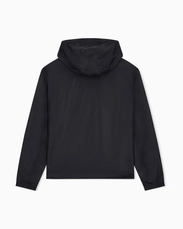 Armani Exchange Hooded Nylon Windbreaker Icon With A Zip And Logo Patch