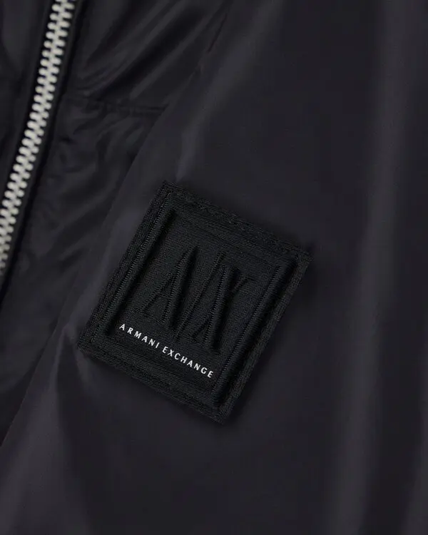 Armani Exchange Hooded Nylon Windbreaker Icon With A Zip And Logo Patch