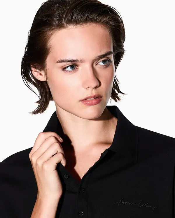 Armani Exchange Slim Fit Stretch Piquet Polo - Black