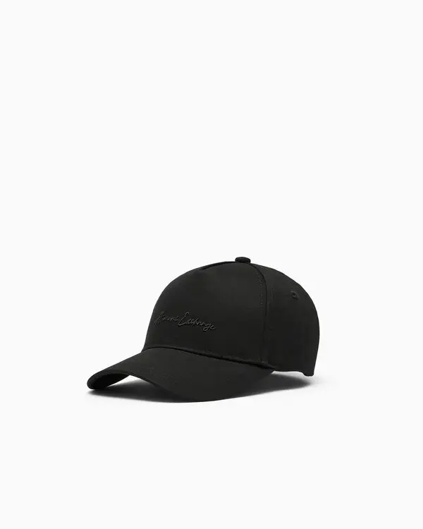 Armani Exchange Six-panel Cotton Twill Baseball Cap With Embroidered Logo - Black