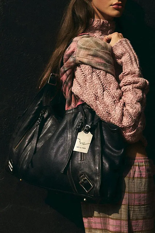 We The Free Emery Winged Leather Tote - Black