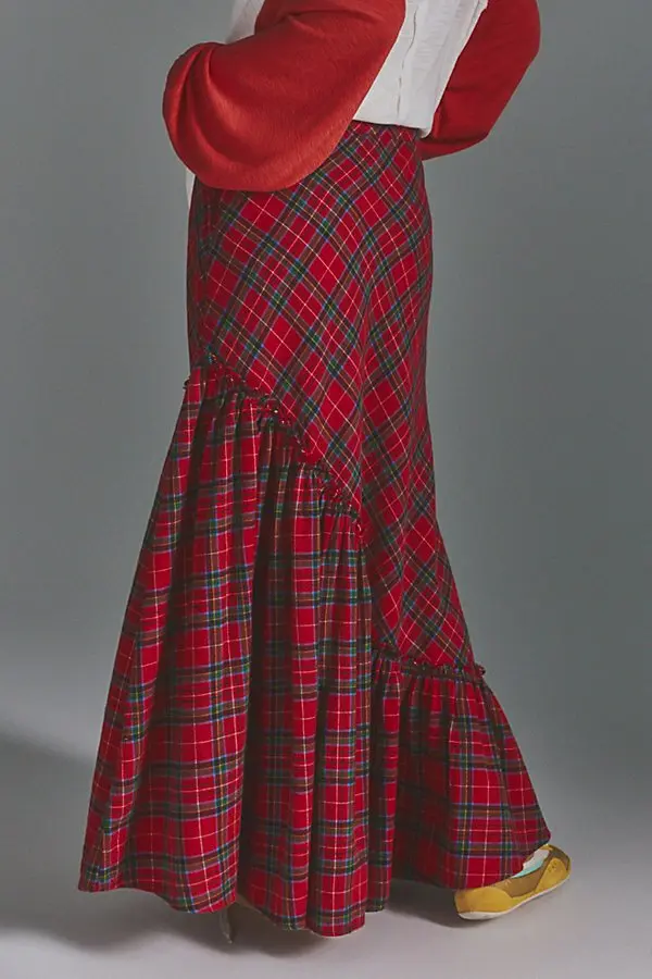 Free People Emberwood Plaid Flannel Maxi Skirt