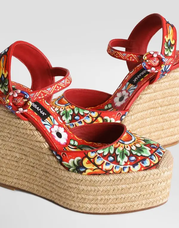 Dolce & Gabbana Carretto-print" Brocade Wedge Sandals