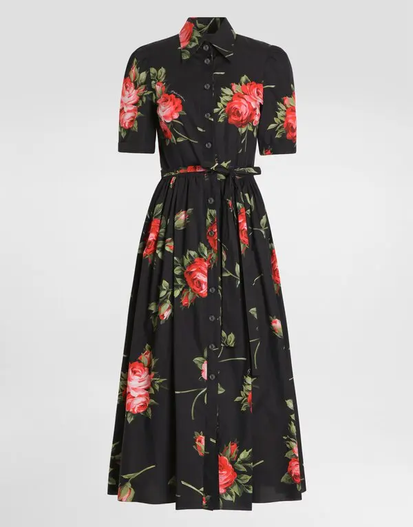Dolce & Gabbana Rose Bouquet-print Poplin Shirt Dress Dresses - Multicolor