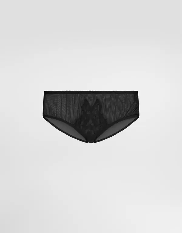 Dolce & Gabbana Tulle Briefs With Lace Inlay Underwear - Black