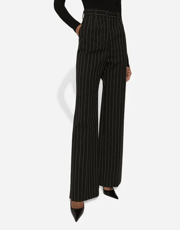 Dolce & Gabbana Flared Pinstripe Wool Pants Pants And Shorts