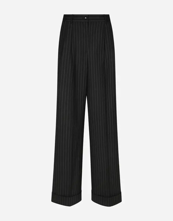 Dolce & Gabbana Flared Pinstripe Wool Pants Pants And Shorts - Multicolor