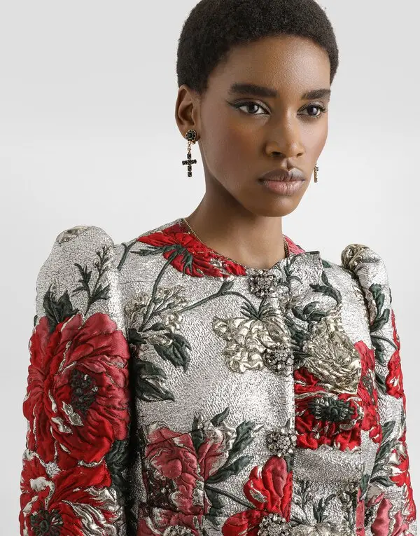 Dolce & Gabbana Single-breasted Floral Jacket With Ruffles Collection Multi-colored
