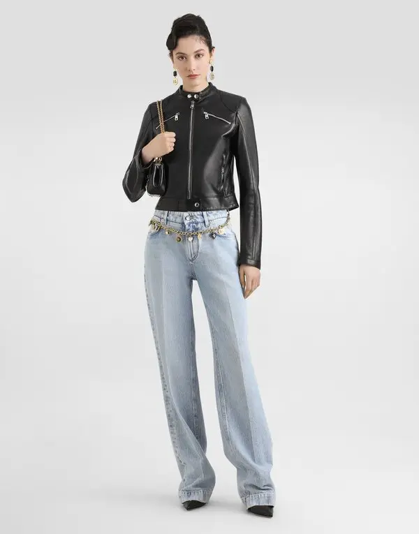 Dolce & Gabbana Leather Biker Jacket Coats And Jackets