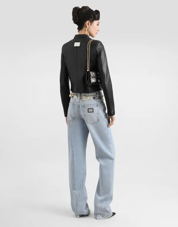 Dolce & Gabbana Leather Biker Jacket Coats And Jackets